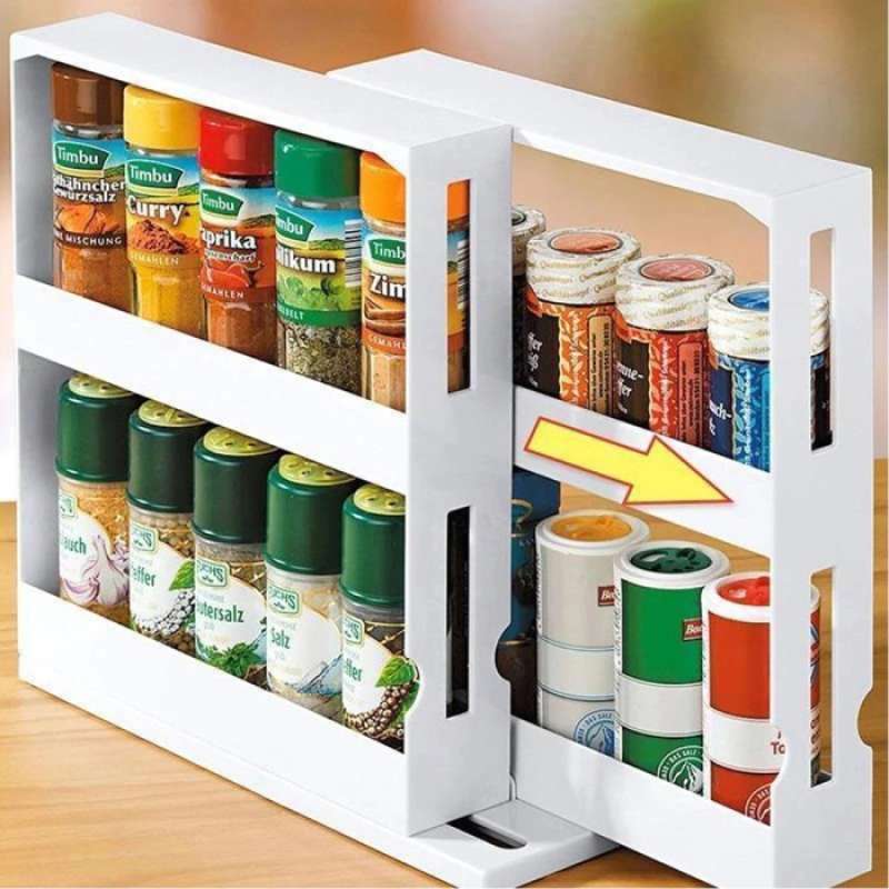 Promo Rak Botol Bumbu Dapur Spice Bottle Storage Rack 2 Layer G56 White ...