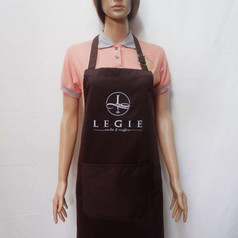 Jual Custom Bordir Satuan Celemek Apron Masak Dapur Kain Drill - Biru ...