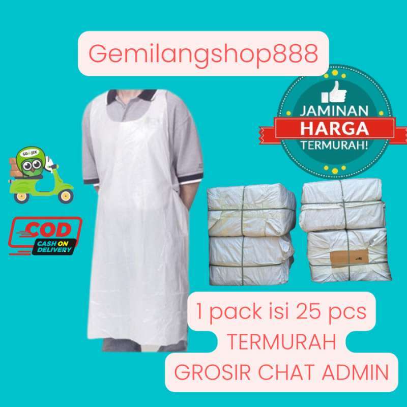 Jual Celemek Plastik Disposable 110 Cm - 40 Pak 110cm Di Seller Consume ...