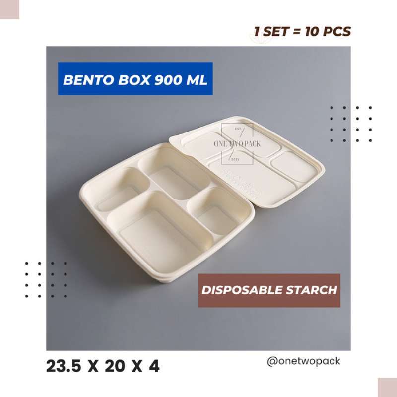 Jual Lb900s4 Lunch Box Bento 900 Ml Sekat 4 Kotak Makan Take Away Bento ...