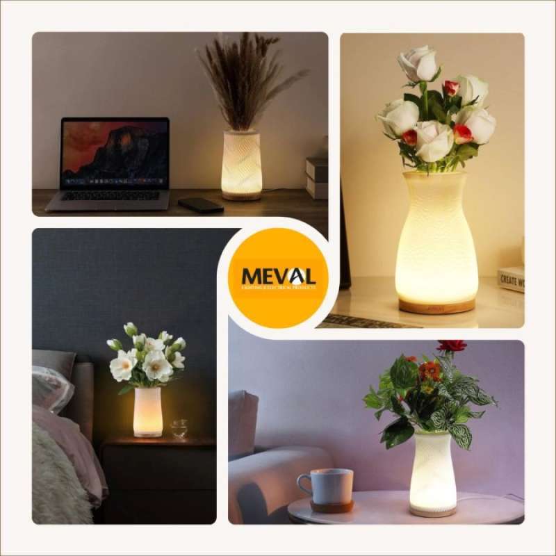 Promo Meval Lampu Meja Led Plus Vas Bunga Aesthetic – 3d Print ...