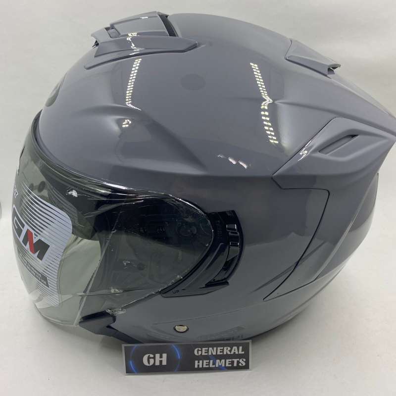Jual Helm Gm Fury Solid Dim Grey Glossy Double Visor Half Face - L Di ...