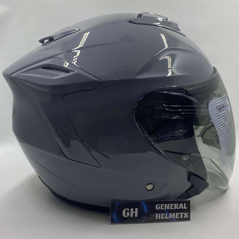 Jual Helm Gm Fury Solid Dim Grey Glossy Double Visor Half Face - L Di ...