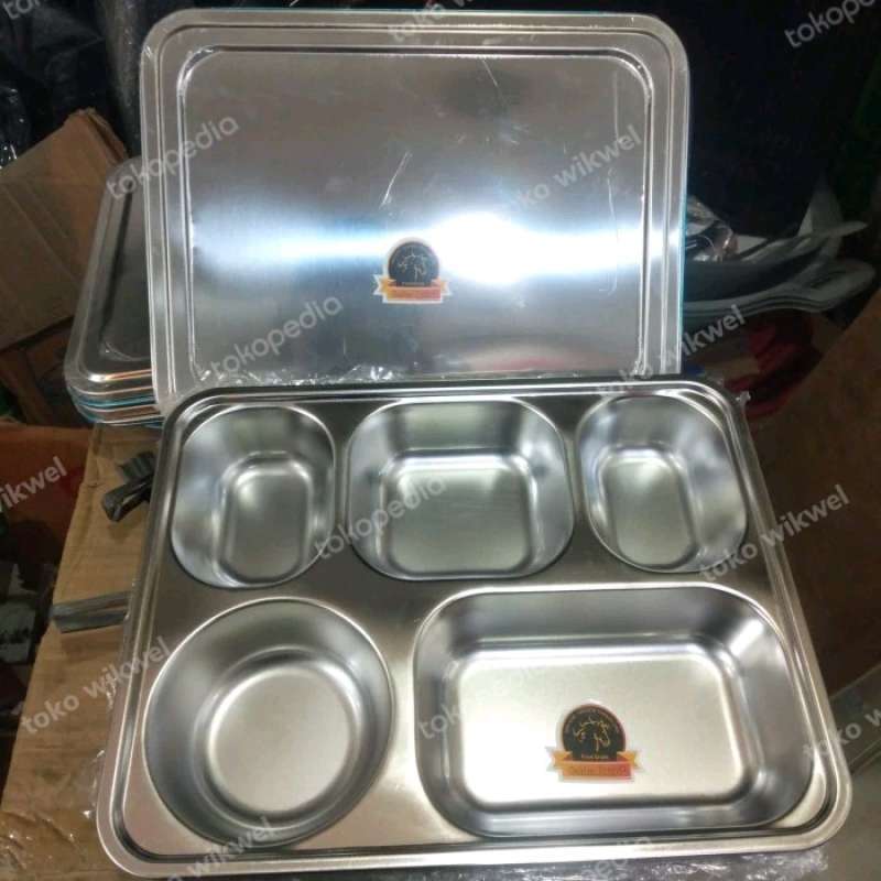 Jual Food Tray/plato/mes Tray/tempat Makan+tutup Stenlis Di Seller ...