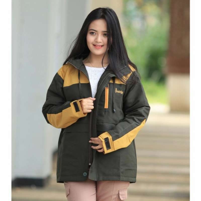 Jual Jaket Wanita Parasut Anti Air Jeket Motor Cewek Windbreaker Original - Grey X Sienna Di ...