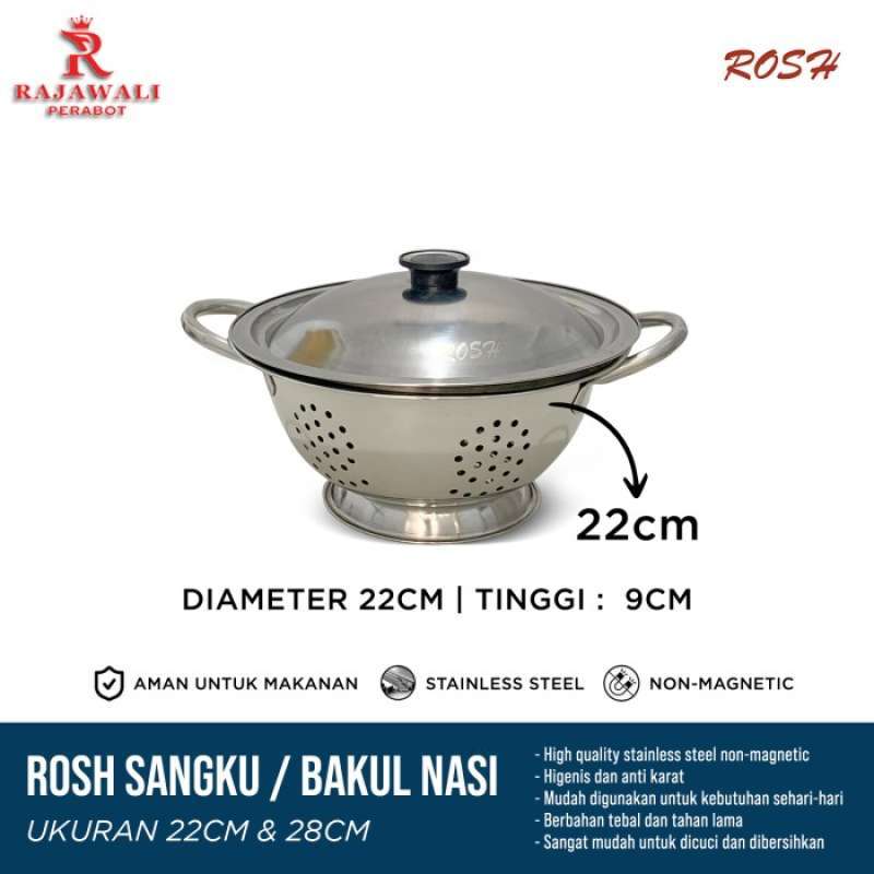 Jual Sangku Tempat Nasi Stainless + Tutup | Deep Collander Stainless ...
