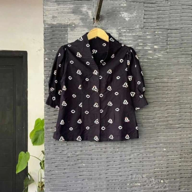 Promo Baju Batik Solo Blus Batik Jumputan Kece Batik Modern - Hitam, S ...