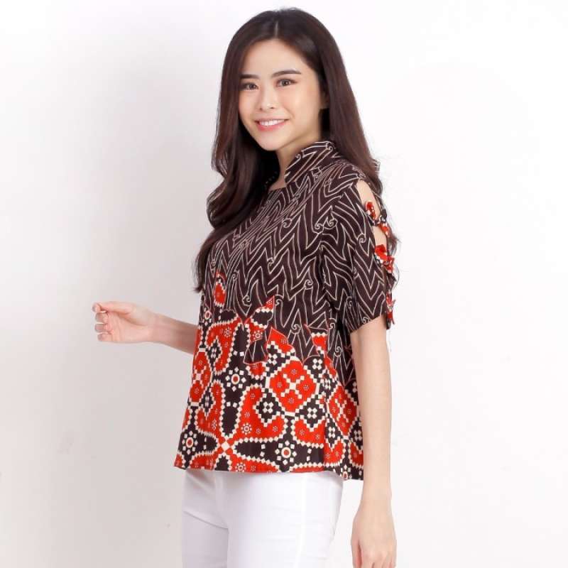 Promo Atasan Batik Wanita -bluose Batik Wanita Varian Merah Merak Size ...