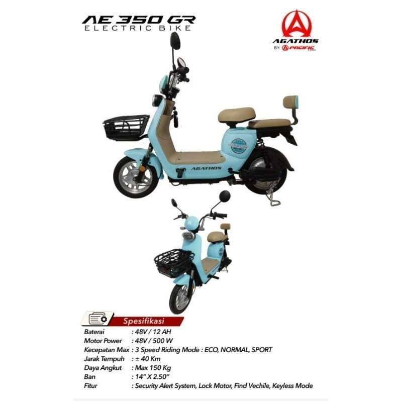 Jual Sepeda Listrik Agathos Ae 350 Gr Murah Original - Garansi Resmi - Biru Di Seller Maju ...