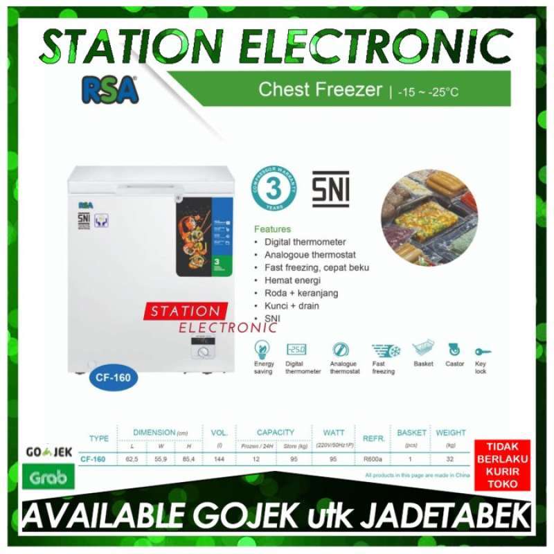 Promo Rsa Cf-160 Chest Freezer [150 Liter/putih/khusus Jabodetabek ...