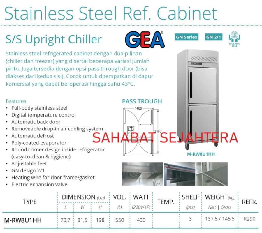 Promo Stainless Steel Upright Chiller Gea M-rw8u1hh Chiller Stainless 2 ...