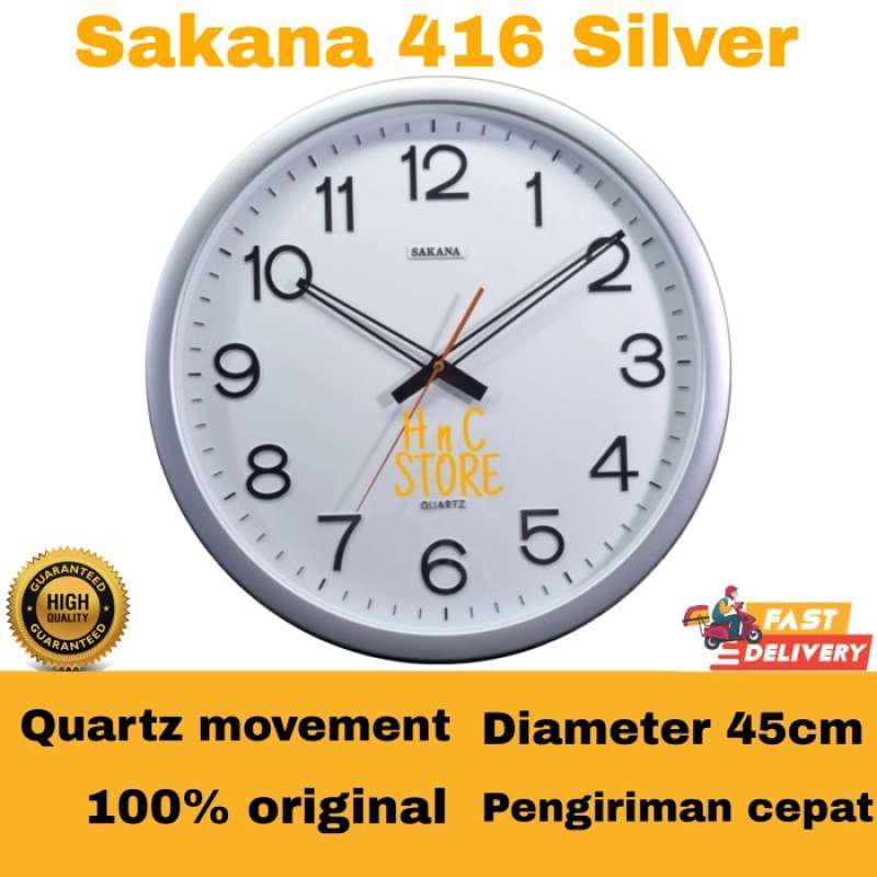Promo Jam Dinding Besar 45cm, Sakana 416 Quartz Movement Mesin 12888 ...