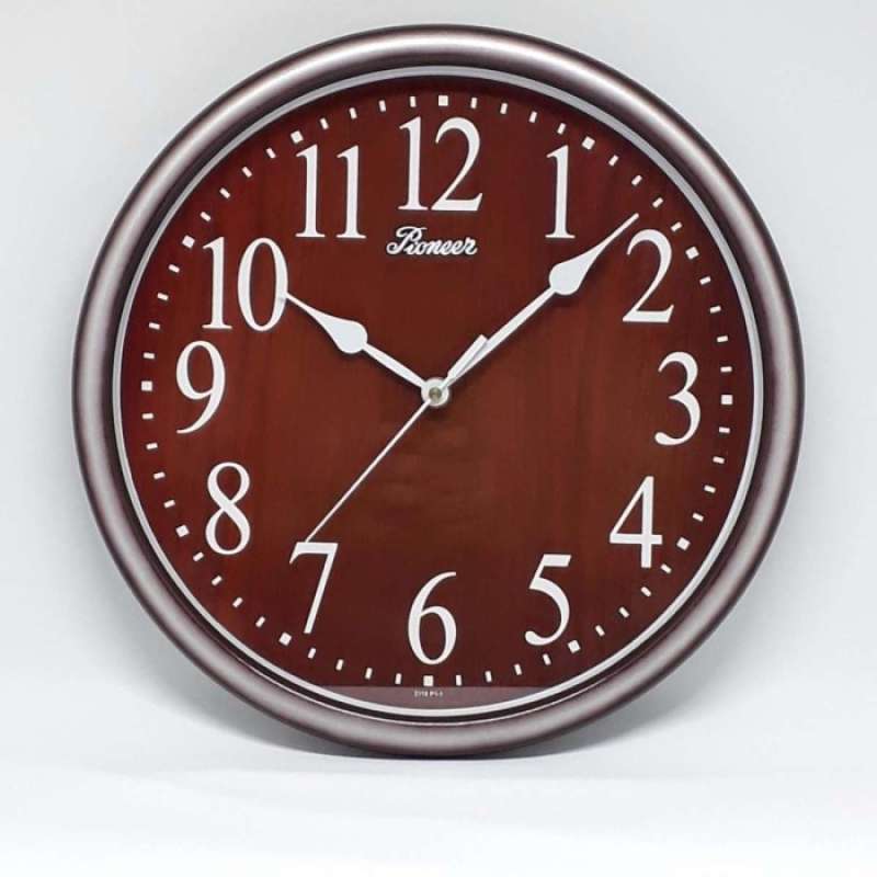 Promo Jam Dinding Pioneer Model Coklat Kayu Classic Wood Simpel 31.5cm ...
