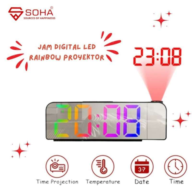 Promo Jd-8013 Jam Digital Proyektor Warna Rainbow Jam Meja Led Smart ...