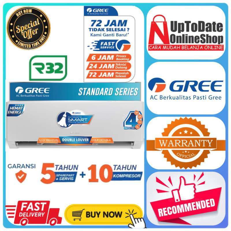 Promo Ac Gree Standard 1/2pk Gwc-05moo5/5s Turbocool Free Pasang & Accesoris Diskon 23% Di ...
