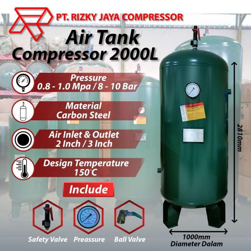Jual Tangki Angin 2000 Liter Air Tank 2000 Liter Tabung Kompresor 2000 ...