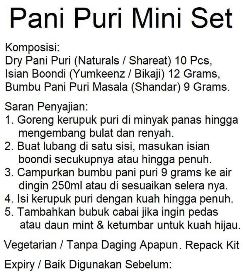 Jual Pani Puri Set Lengkap Mini / Kerupuk Dry Puri, Boondi Isian ...