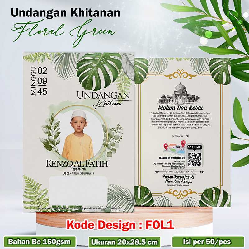 Jual Undangan Khitanan/sunatan Floral Green Di Seller One_vect.prints - Cibodas, Kota Tangerang ...
