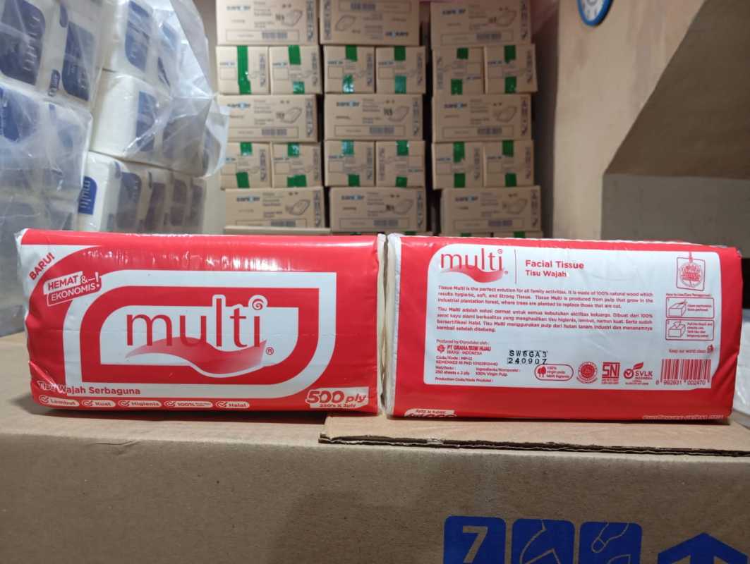Promo Mp12- 10 Pcs Tisu Wajah Multi 500ply Merah 250s/facial Tissue ...