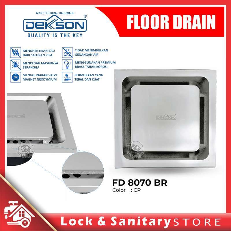 Jual Floor Drain Dekkson Fd 8070 Br Cp Mb Pb Saringan Drainase Lantai Square Floor Drain Dekson ...