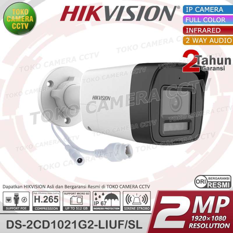 Jual Hikvision Ds-2cd1021g2-liuf-sl 2mp Kamera Cctv Ip Camera Poe 2way Audio Bullet Full Color ...