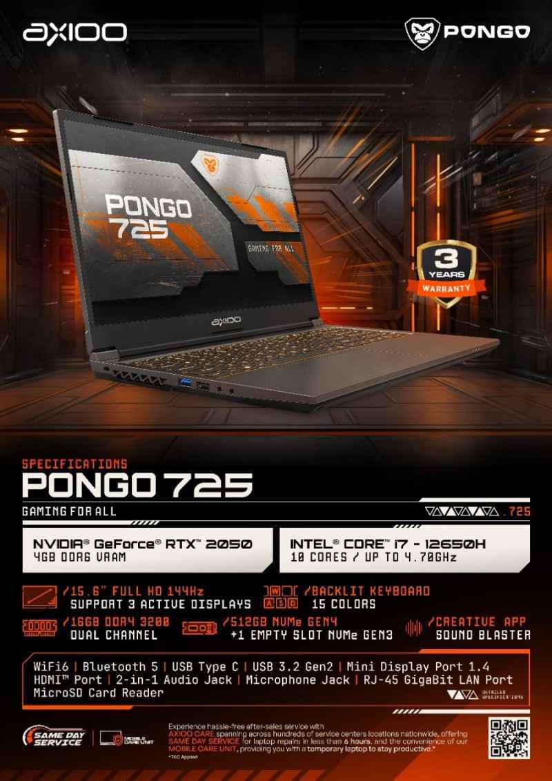 Jual Axioo Gaming Pongo 725 V2 Intel Core I7 13620h Ram32gb Ssd2tb ...
