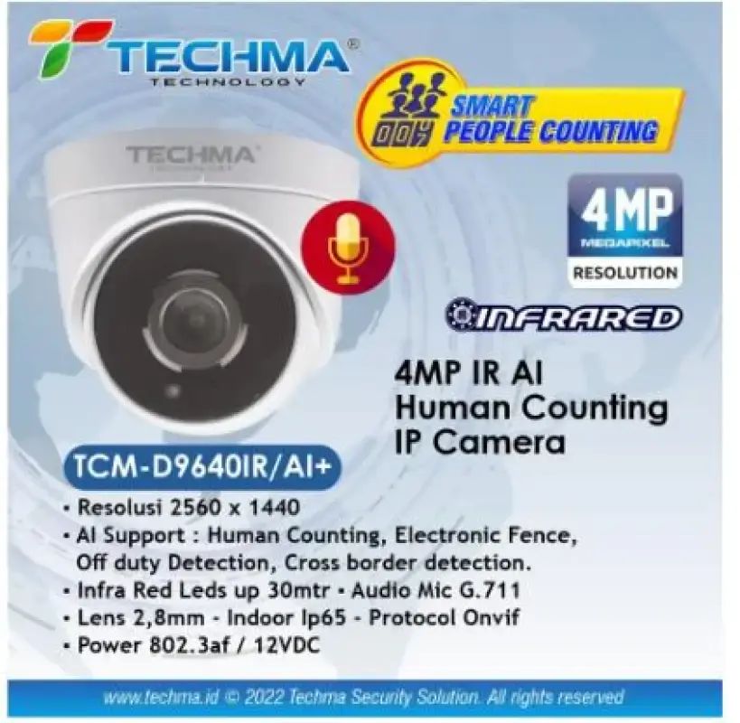 Jual Techma Kamera Ip 4mp Tcm-d9640ir/ai+ Dengan Audio Mic Dan Lensa 2 ...