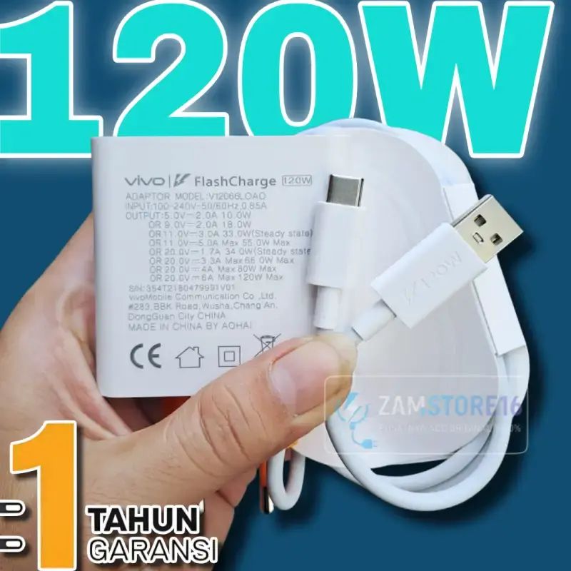 Promo [ Asli ] Charger + Kabel Data vivo 120w / 120watt Port USB Type C ...