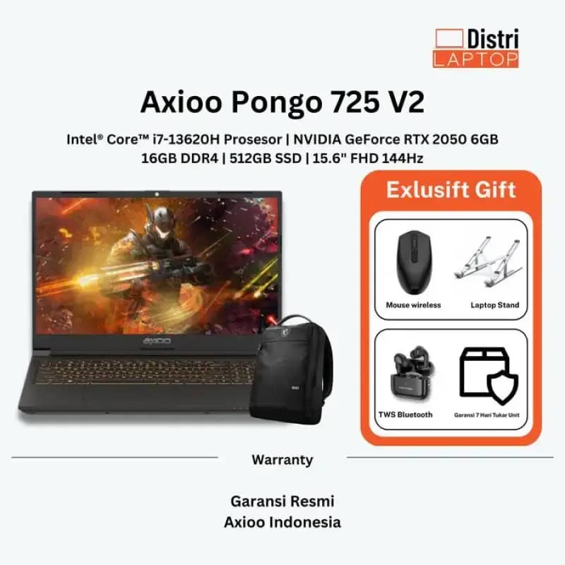 Jual Exclusive Axioo Pongo 725 V2 Intel Core I7-13620h 16gb 512gb Rtx ...