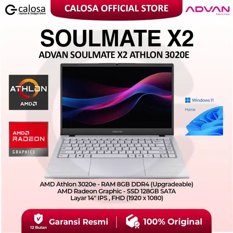 Jual Laptop Advan Soulmate X2 Amd Athlon 3020e 8gb 128gb Ssd 14 Inch ...