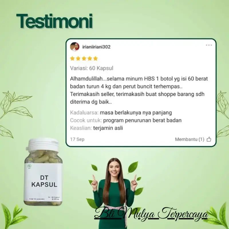 Promo Dt Kapsul Obat Pelangsing Bpom Isi 60 Capsule Pembakar Lemak ...