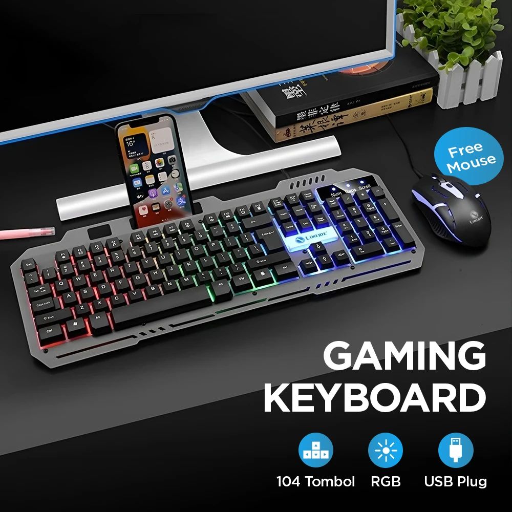 Jual Limeide Combo Keyboard Gaming Rgb With Mouse And Holder Smartphone ...
