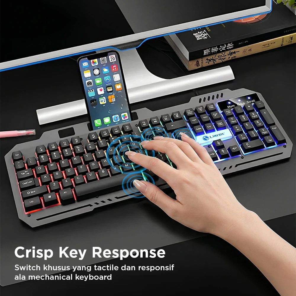Jual Limeide Combo Keyboard Gaming Rgb With Mouse And Holder Smartphone ...