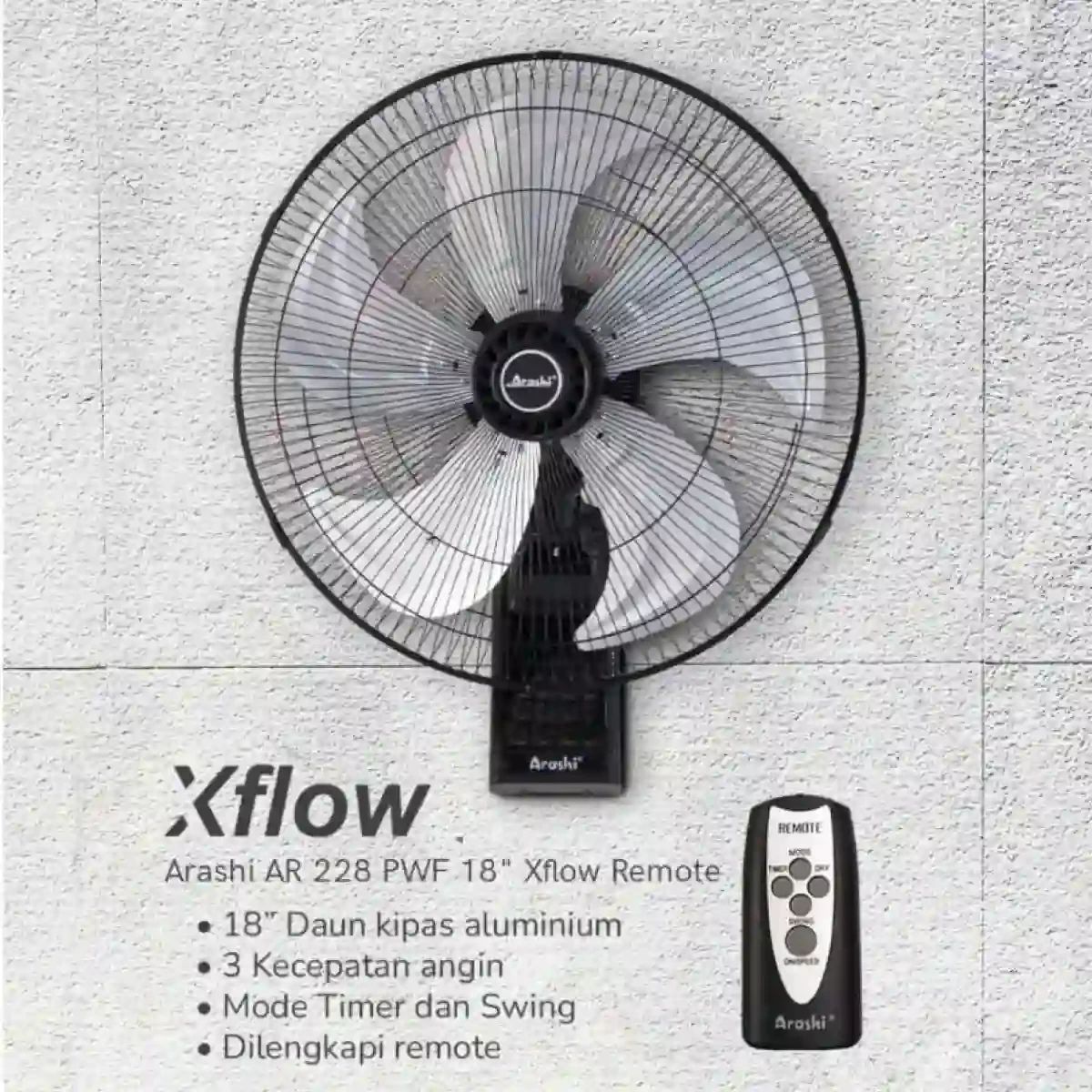 Jual Arashi Kipas Angin Dinding Xflow 18 Inch Wall Fan Tornado Besi Ar ...