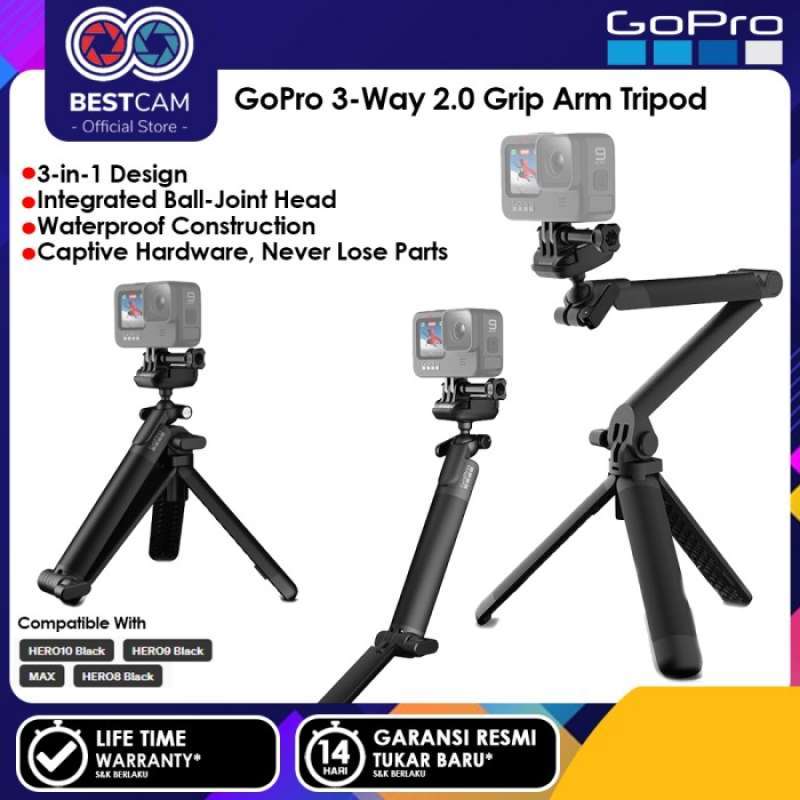 Promo GoPro 3 Way 2.0 Grip Arm Tripod Hero 9 Hero 10 Diskon 23% di ...