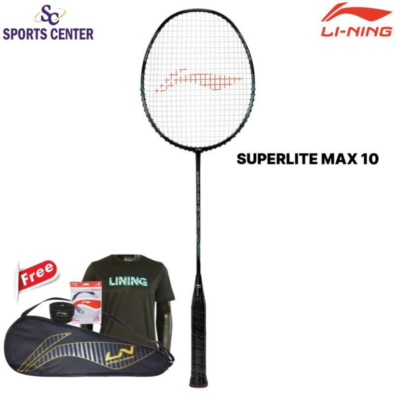 Promo New Full Set Raket Badminton Lining Superlite Max 10 Black Silver ...