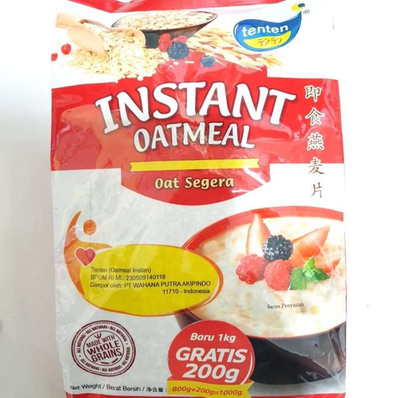 Jual Tenten Instant Oatmeal 1kg whole Grains Haver Instant Oat Quick ...