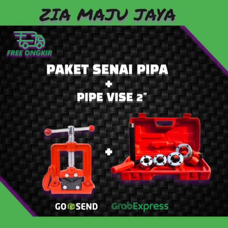 Promo Paket senai pipa manual + pipe vice 2 / alat pembuat drat ulir ...