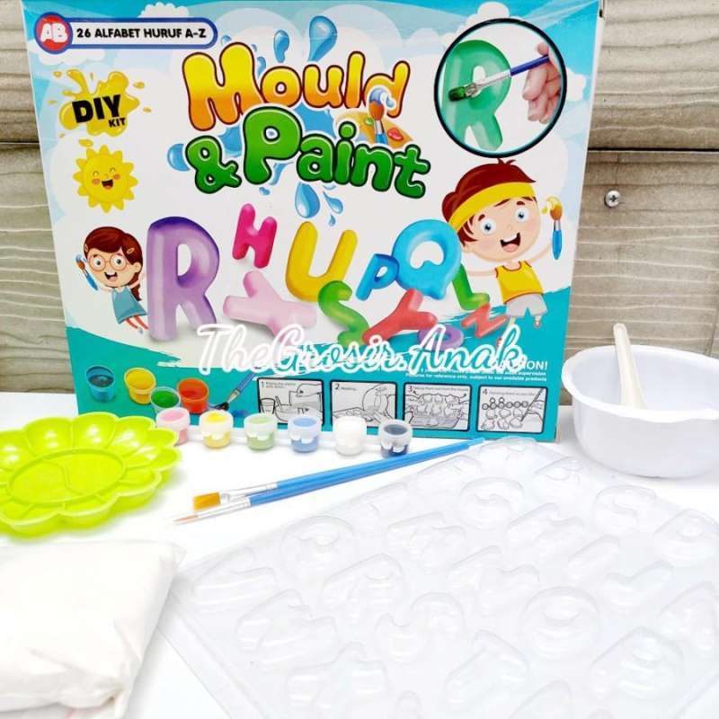 Jual Mold & Paint Alfabet Huruf DIY Clay Cetakan Cat Kuas Mangkok ...