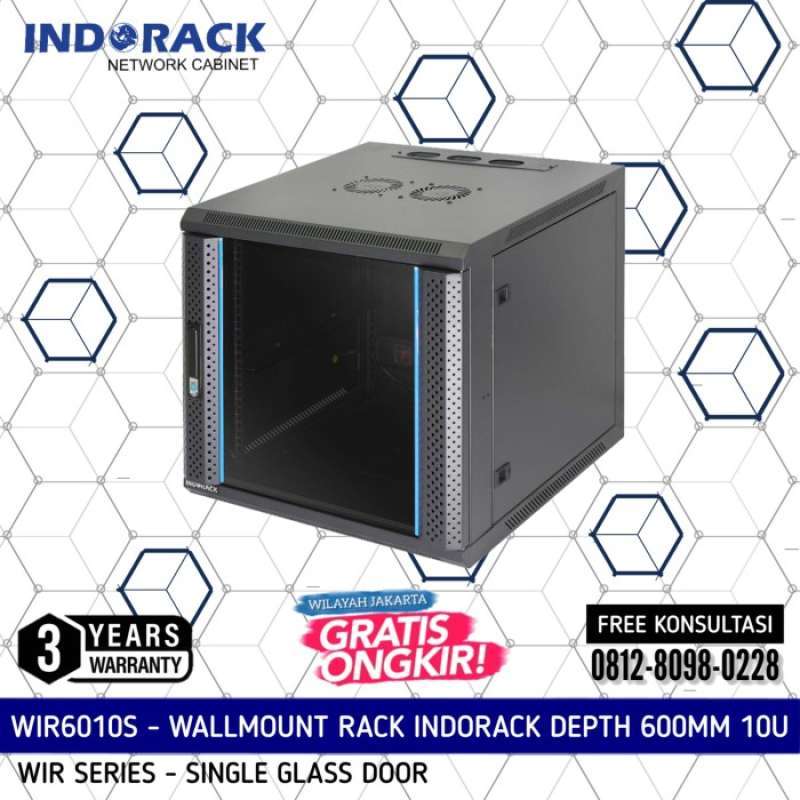 Promo Wallmount Rack INDORACK Glass 10U Depth 600mm Rak Server WIR6010S ...