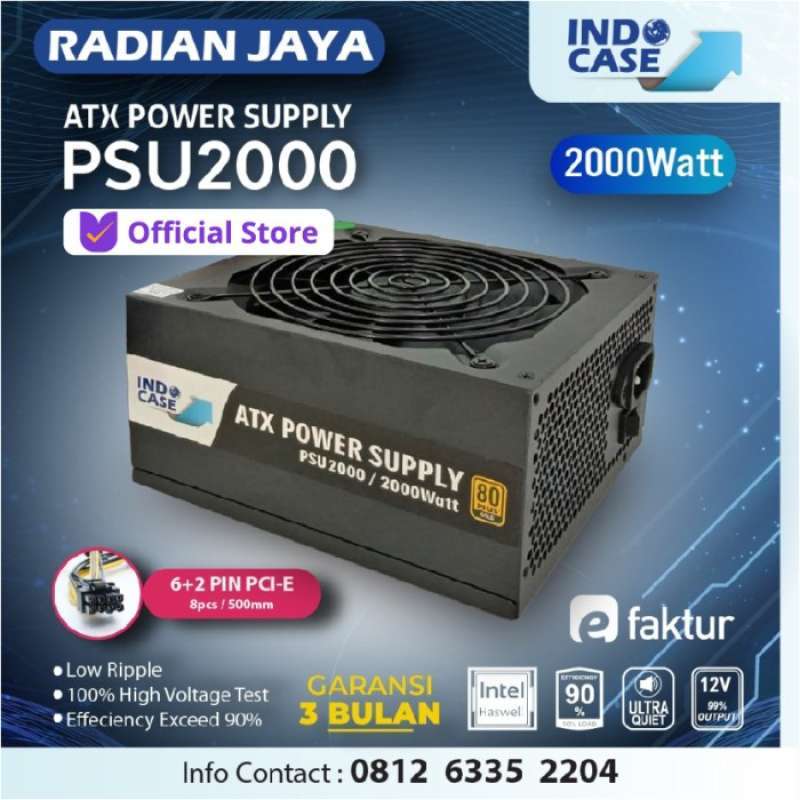 Promo Psu 2000w Mining / Power Supply Indocase 2000watt 80 + Gold ...