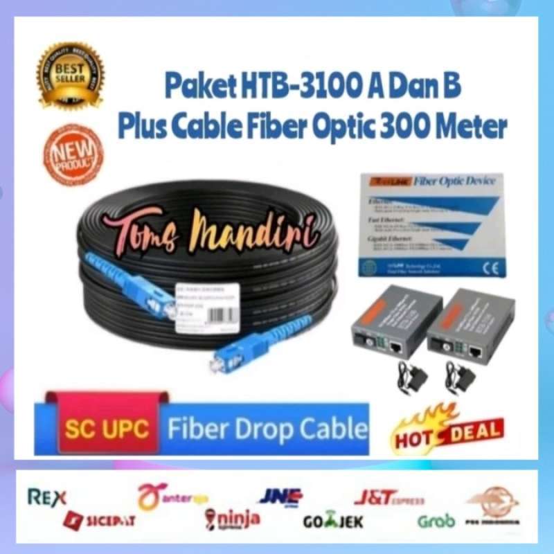 Promo Paket Cable Fiber Optic 300 Meter + Media Converter HTB 3100 A ...