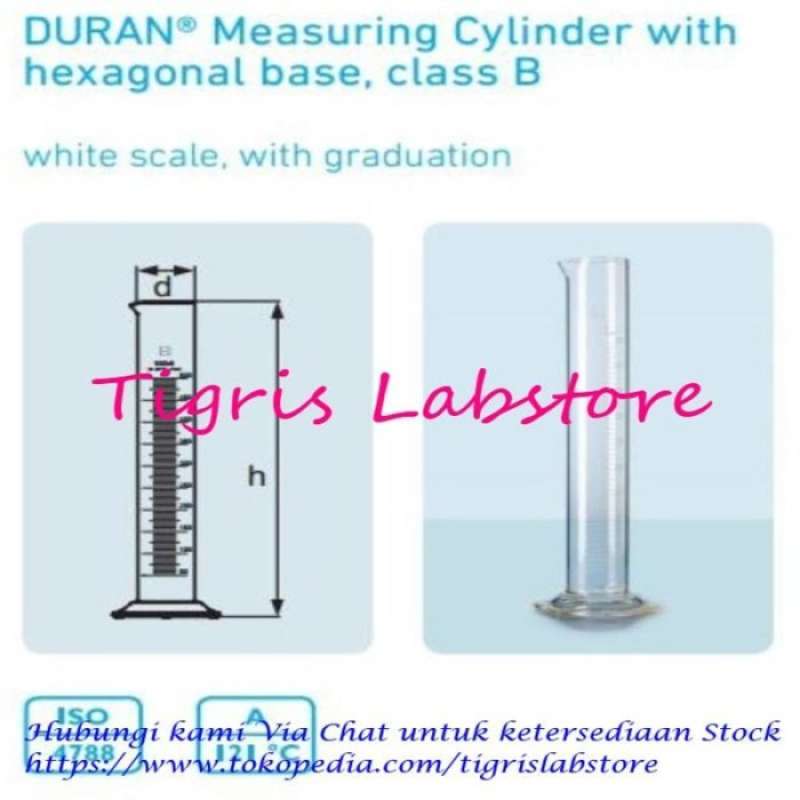 Promo Duran Measuring Cylinder hexagonal class B 500ml 213964409 ...