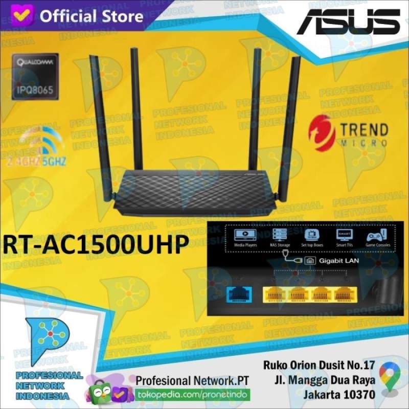 Promo RT-AC1500UHP AC1500 Dual Band WiFi Router with MU-MIMO High Power ...