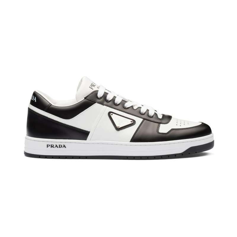 Jual Prada Enamel Triangle Logo White Downtown Leather Sneakers White ...