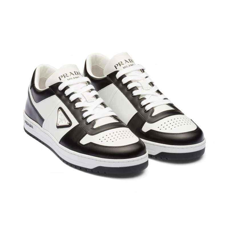 Jual Prada Enamel Triangle Logo White Downtown Leather Sneakers White ...