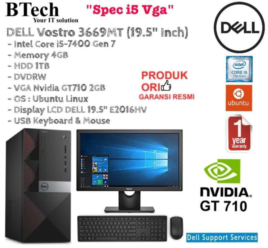 Promo DELL Vostro 3669MT + E2016HV Core i5-7400/4GB/1TB/Vga Nvidia/DOS ...