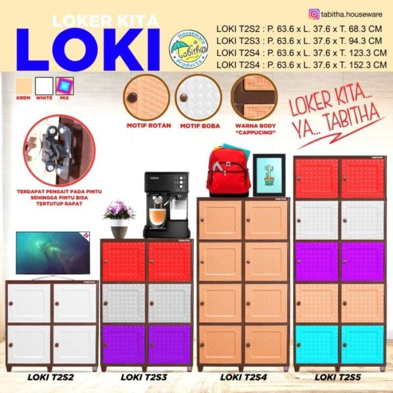 Promo Tabitha Lemari Loki Lemari Serbaguna 2 Pintu Susun 3 Rak Plastik ...