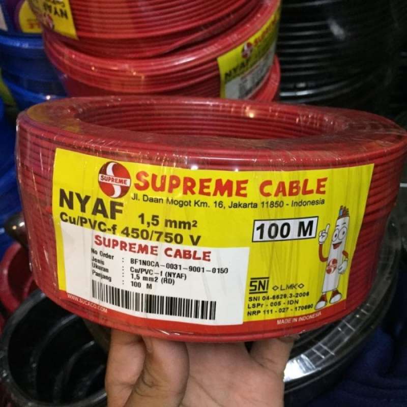 Jual Kabel Listrik Nyaf Serabut 1,5mm 1.5mm 1x1,5mm 1x1.5mm Supreme @100mtr - Hitam Di Seller ...