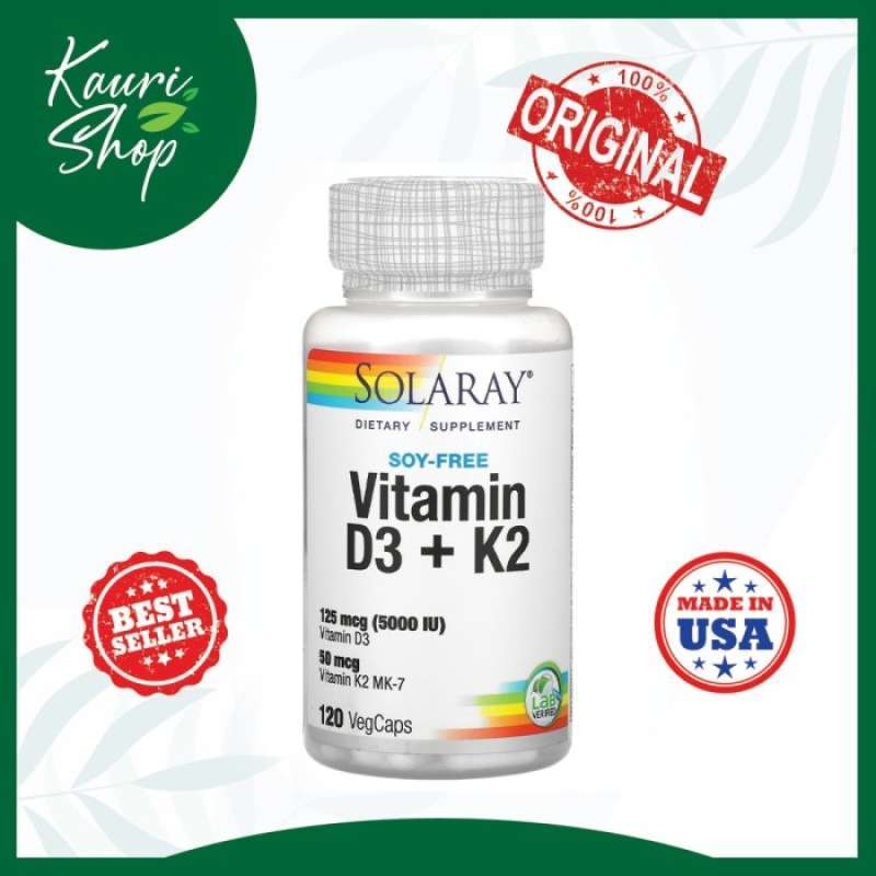 Promo Solaray Vitamin D3 dan K2 D3 5000 IU + K2 MK 7 50 mcg isi 120 ...
